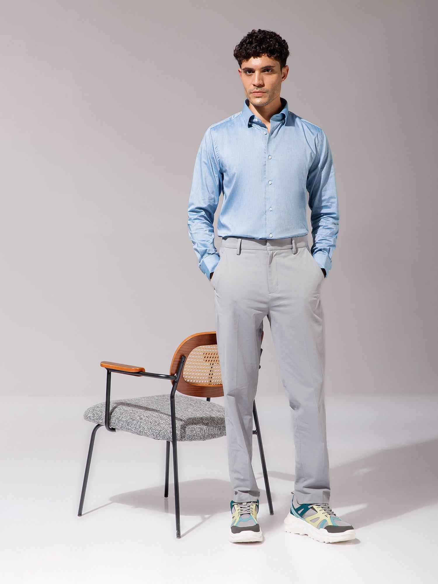 Light Blue - Mens Full Sleeve Shirts - Balanced man